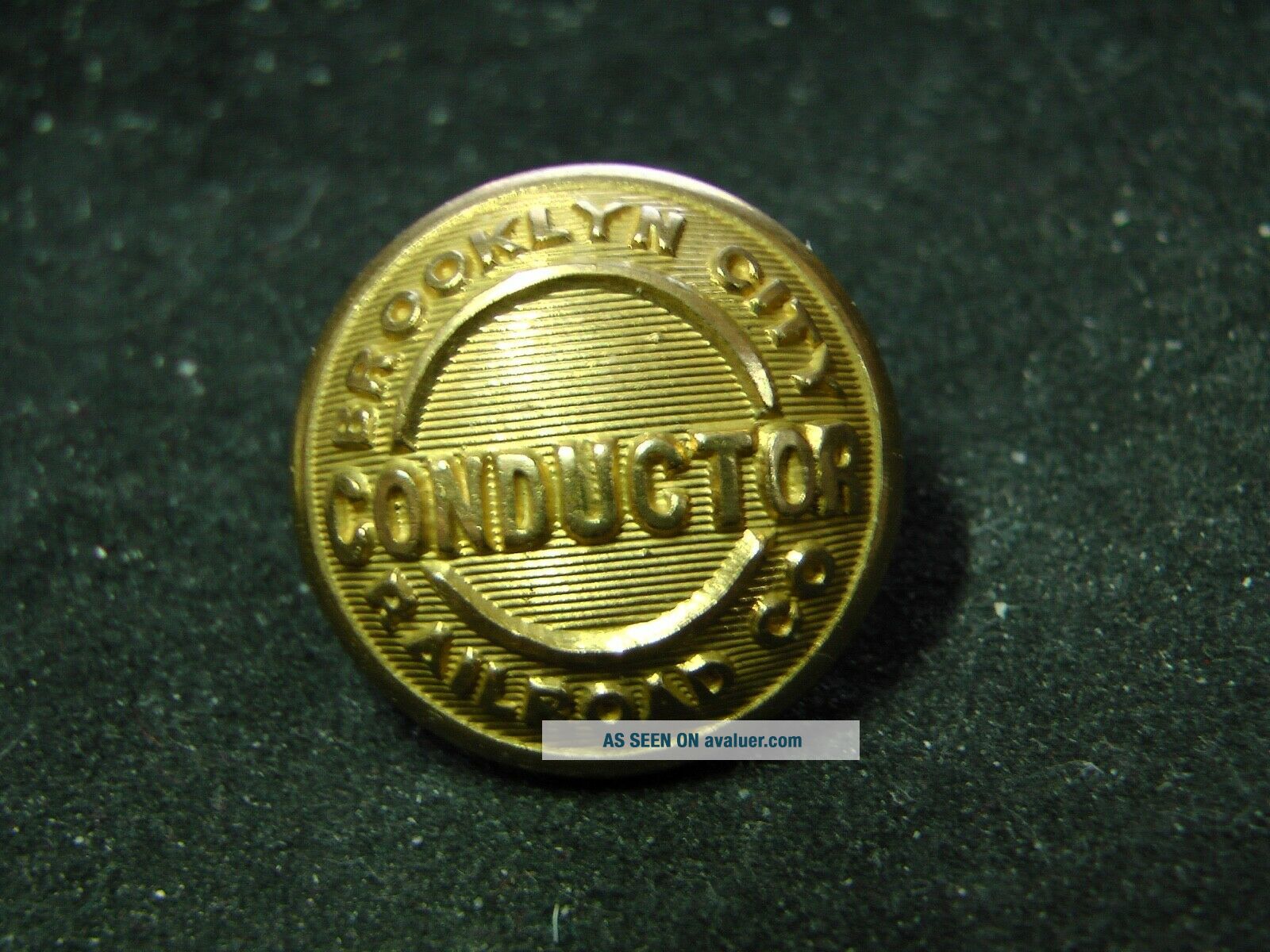 BROOKLYN CITY RAILROAD COMPANY CONDUCTOR 23mm GILT BUTTON Scovill C ...