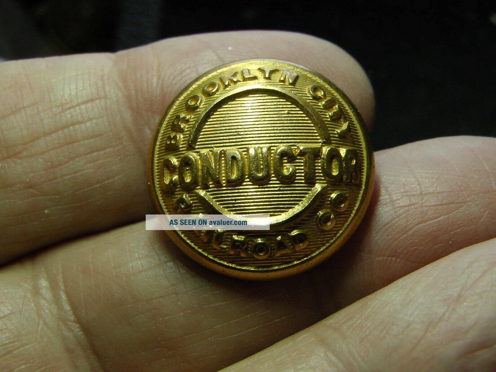 BROOKLYN CITY RAILROAD COMPANY CONDUCTOR 23mm GILT BUTTON Scovill C ...