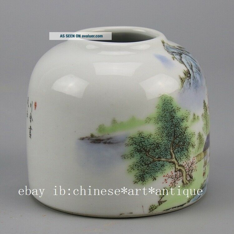 Chinese Old Porcelain Famille Rose Glaze Landscape Pattern Pen Wash C01 ...