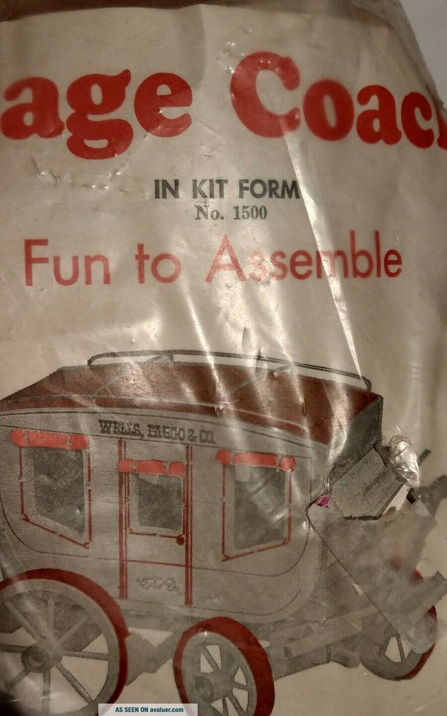 VTG UNASSEMBLED WOODEN STAGE COACH KIT NO. 1500 WELLS FARGO & CO. | #342028