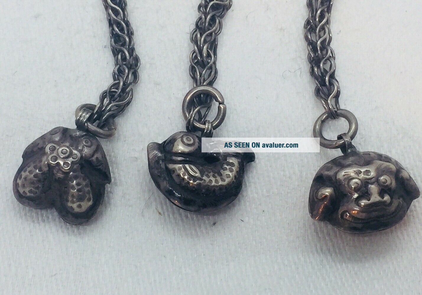Chinese Antique Sterling Silver Ornate Double Sided Pendant Necklace ...