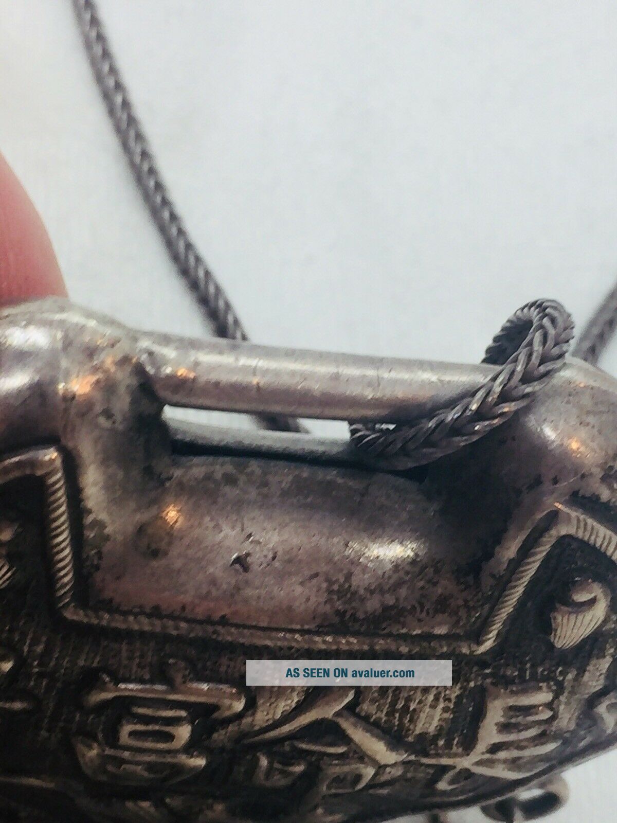 Chinese Antique Sterling Silver Ornate Double Sided Pendant Necklace ...
