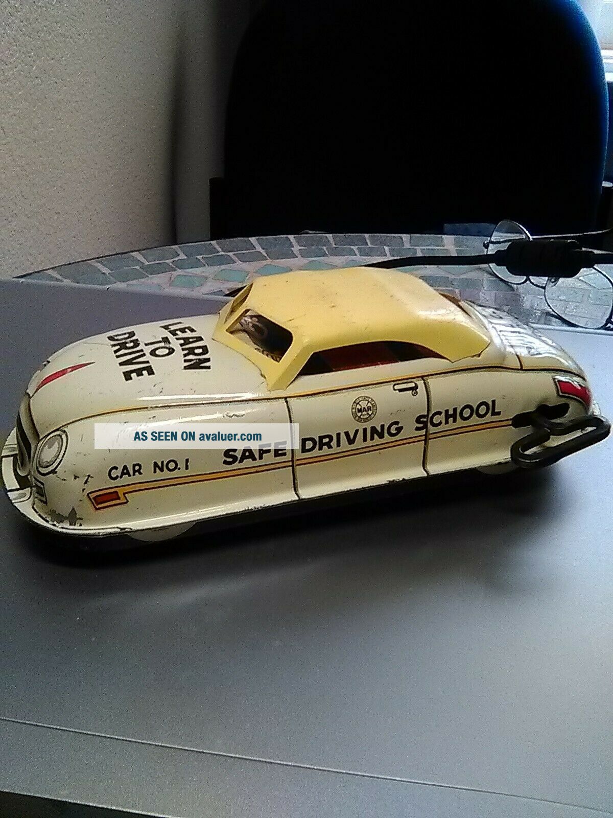 Vintage Toy MARX TIN WIND UP SAFE DRIVING SCHOOL Drivers Training Car ...