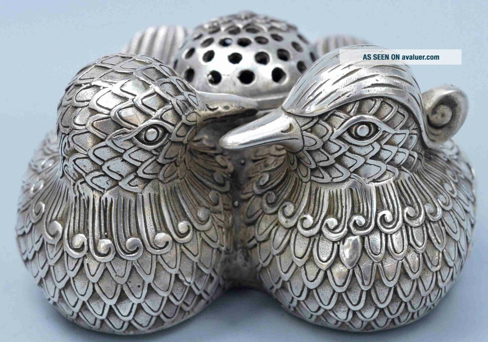 Collectable Old Tibet Handwork Miao Silver Carve Mandarin Duck Incense ...