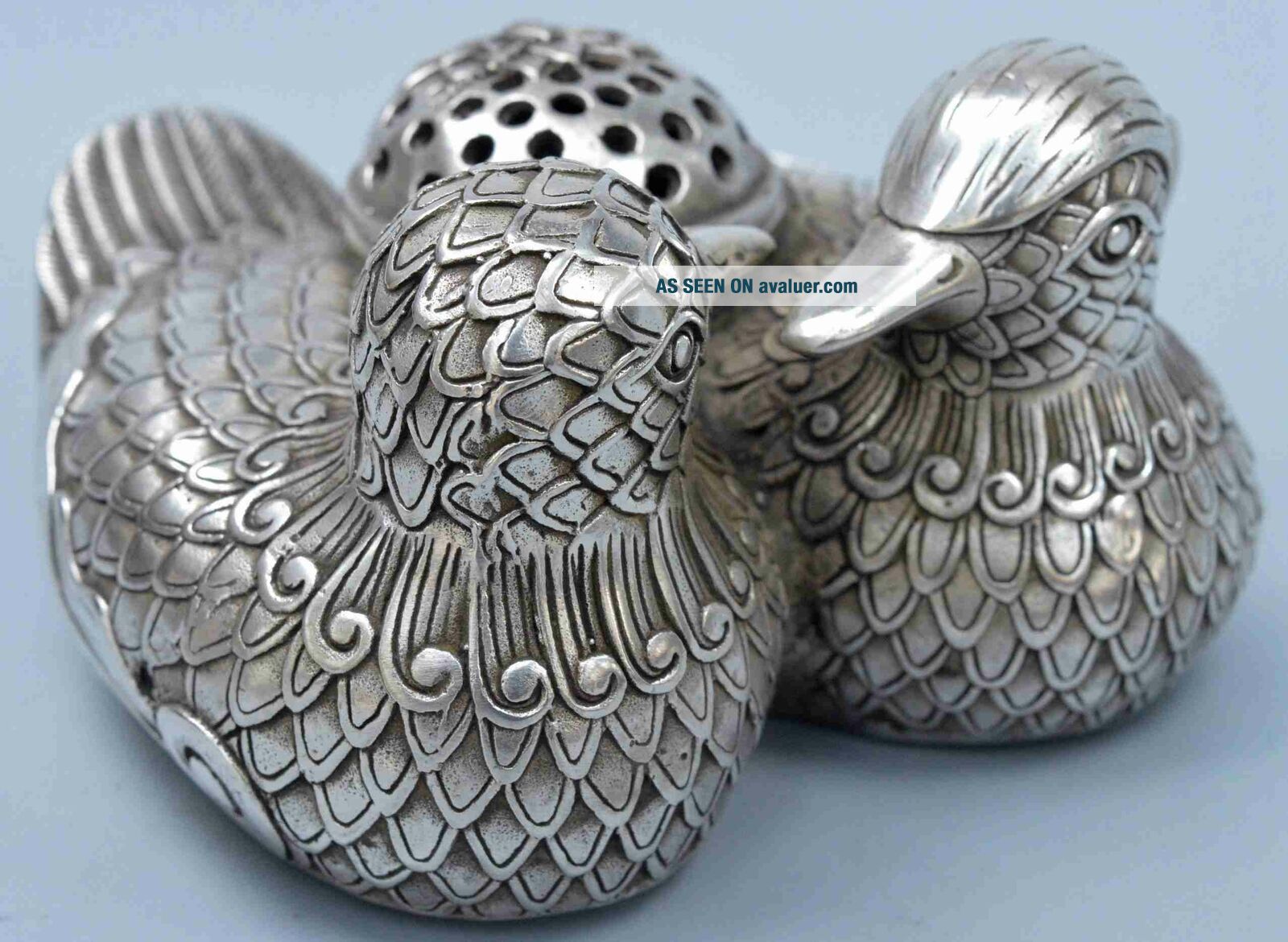 Collectable Old Tibet Handwork Miao Silver Carve Mandarin Duck Incense ...