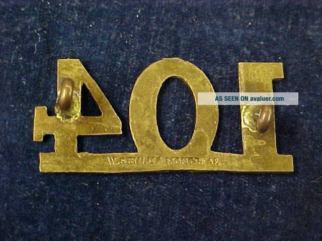 Orig Pre WW1 Metal Title " 104 " 104th Regiment Westminster Fusiliers ...