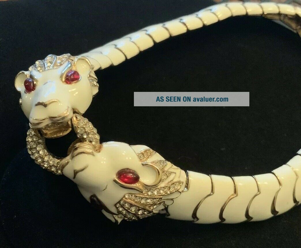 Rare Vintage Signed Ciner Jeweled Panther Dragon Statement Necklace ...