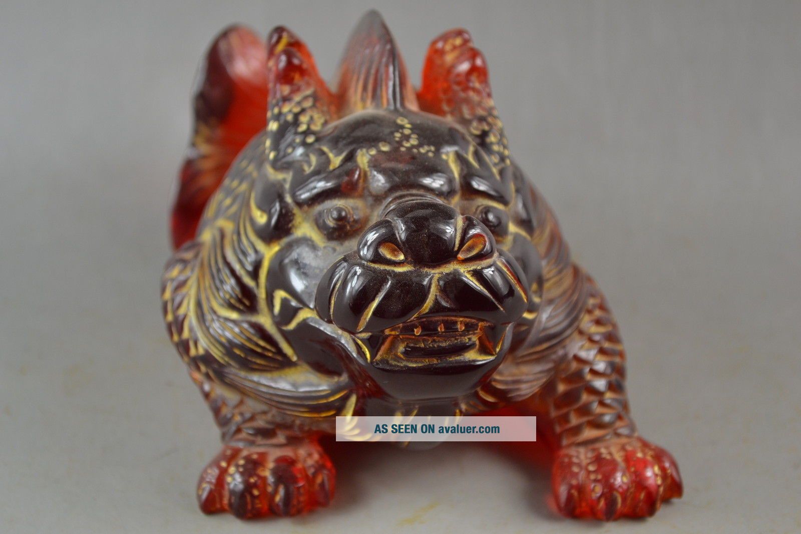 Artificial Amber Carving Dragon Head Fish Body Strong Mythical ...