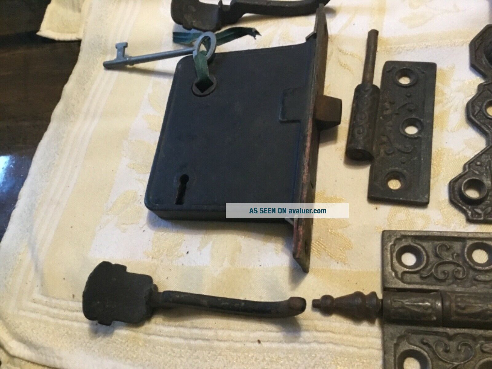 Vintage Door Lock With Key Door Ornamental Plates Handles Parts | #391344