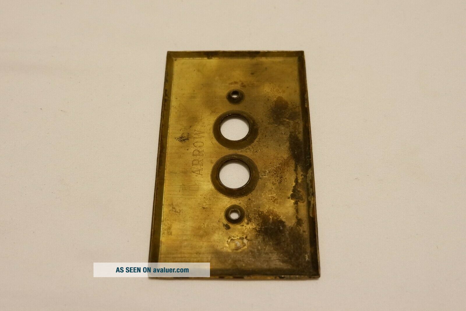 Antique BRASS Push Button Light Switch Plate Arrow Electric Hartford ...