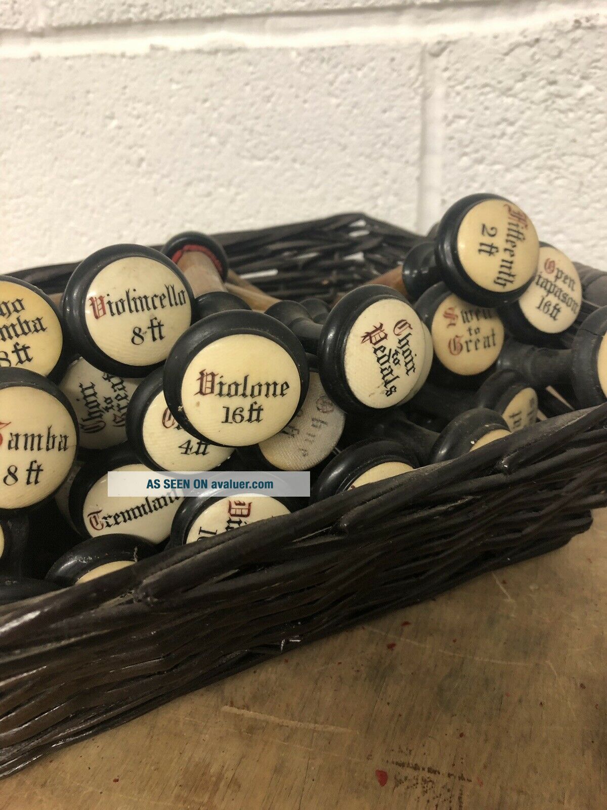 Victorian Oak Ebony And Bone Named Organ Stops Handles Knobs | #443891