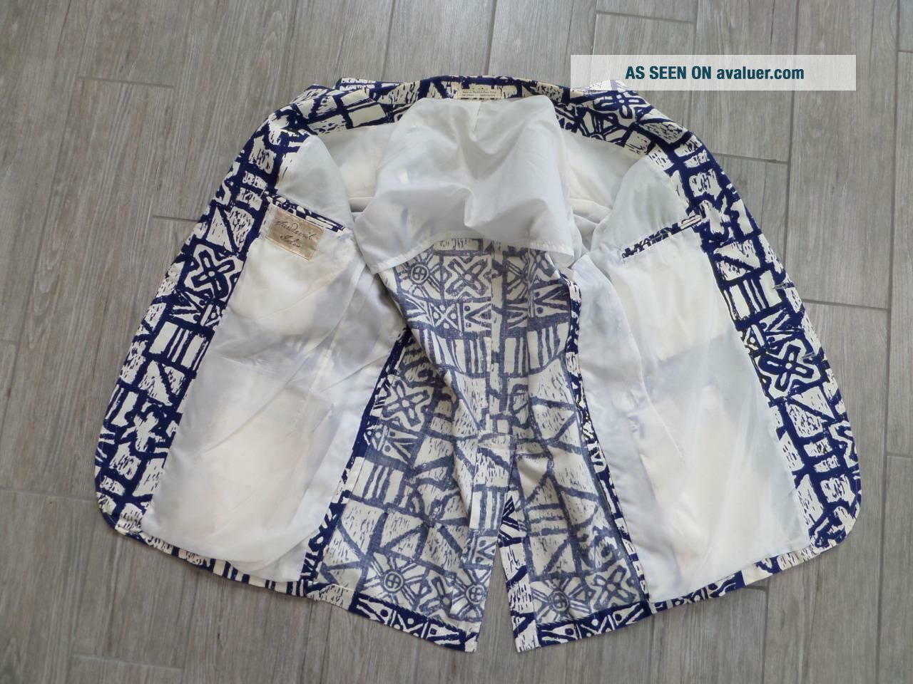 Vintage SANDWICH ISLES Sports Coat BLAZER Cotton 42R Tiki Blue Abstract ...