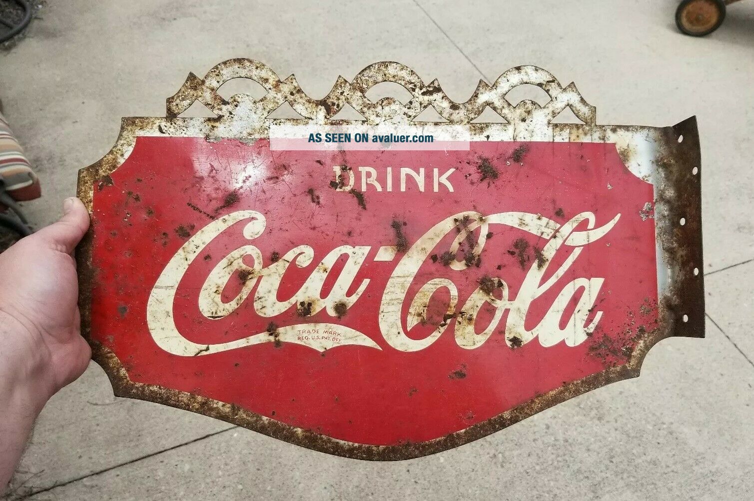 VINTAGE ANTIQUE 1937 COCA COLA FLANGE SIGN - RARE COKE SIGN | #448702