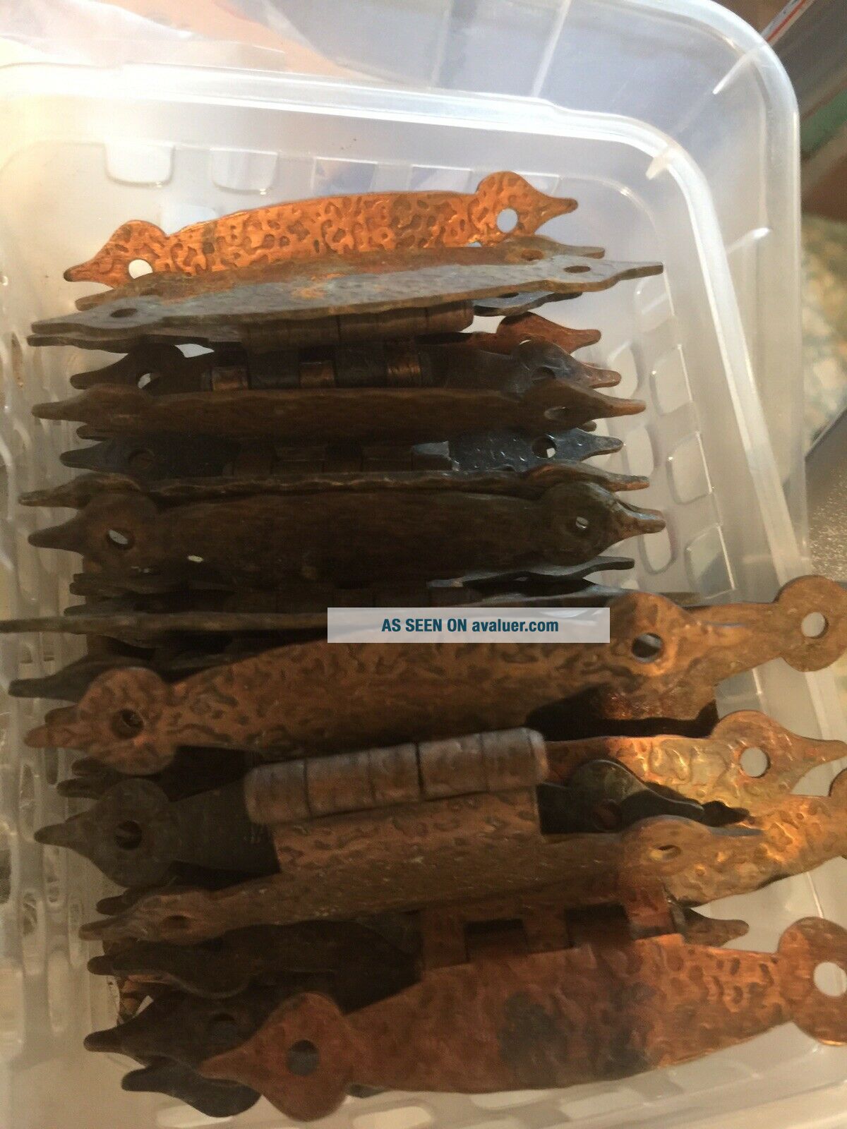 34 Vintage Colonial Hammered Copper Plated Cabinet Door Hinges W SCREWS ...