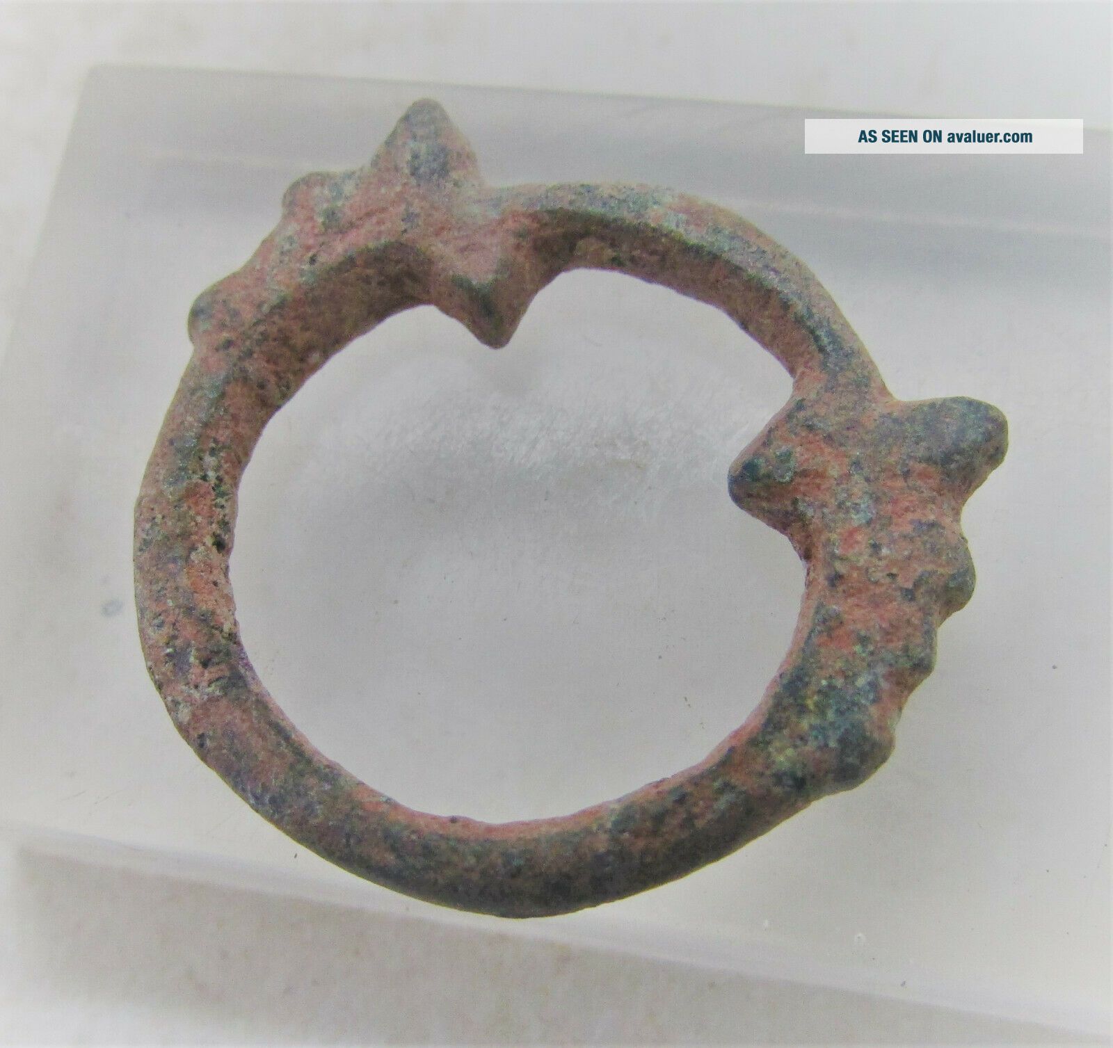 ANCIENT CELTIC BRONZE PROTO RING MONEY WITH TWO SERPENT HEADS | #454351