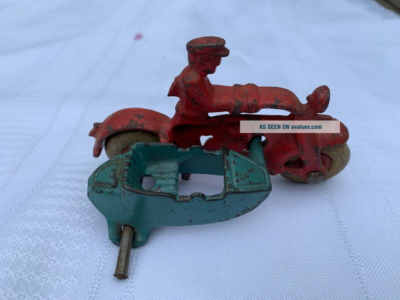 Antique Cop Cast Iron Motorcycle Side Car Marked 8 723 | #463441