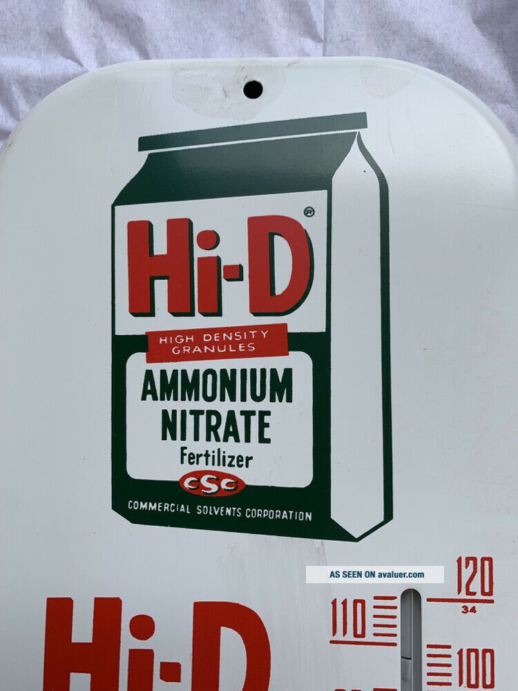 Hi - D Fertilizer Vintage Advertising Sign Thermometer Tin Graphics Old ...