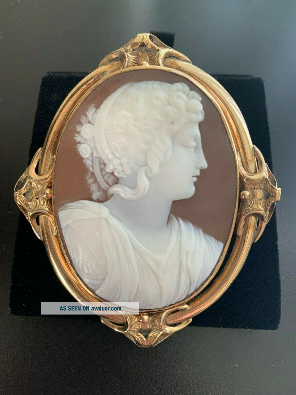 XX - Tra Fine Large Antique Carved Shell Cameo Brooch Of Flora In 14k ...