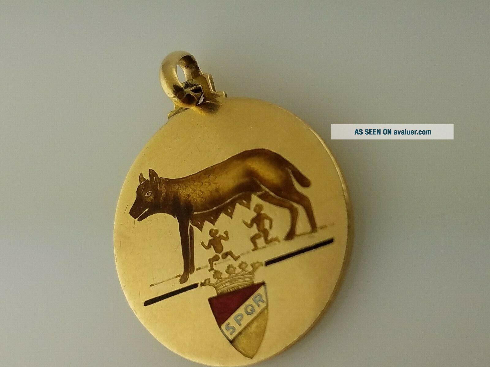 18K Gold & Enamel Charm SPQR Romulus & Remus - Rome | #476333
