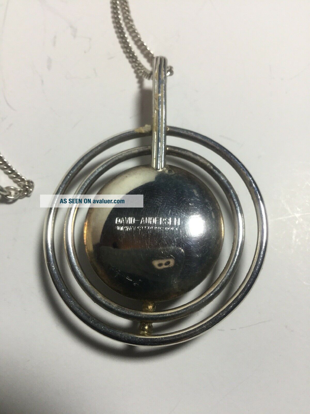 DAVID ANDERSON NORWAY STERLING SILVER GREEN ENAMEL LARGE NECKLACE ...
