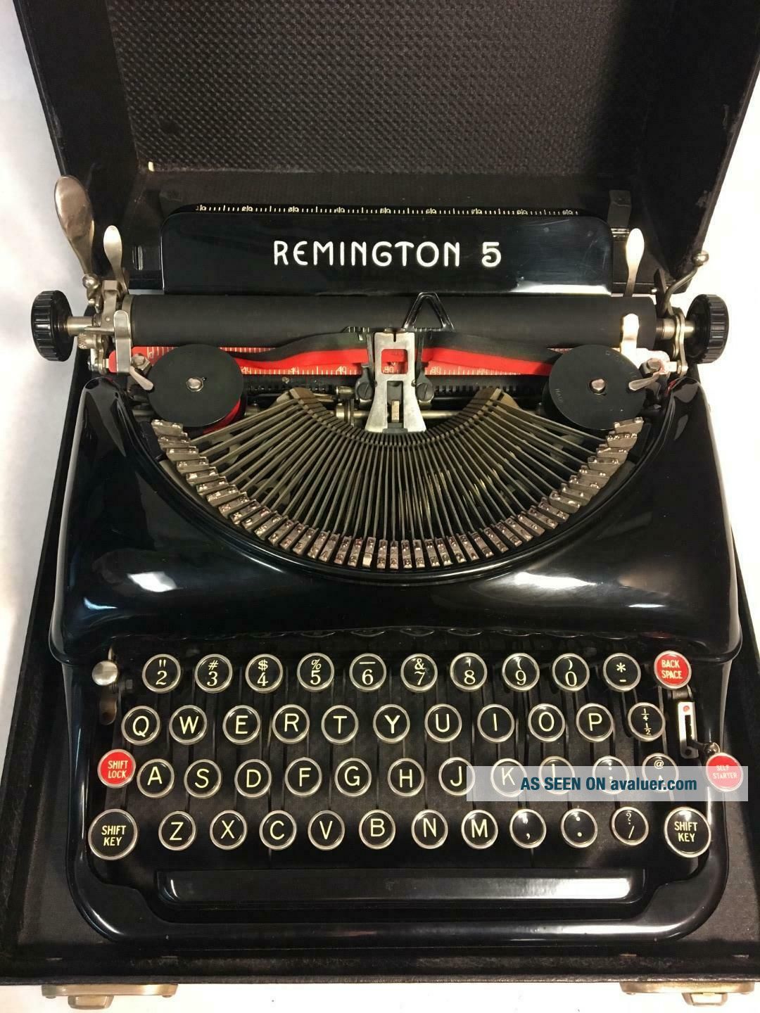 Vintage Remington Rand Typewriter Model Remington 5 With Case | #485579