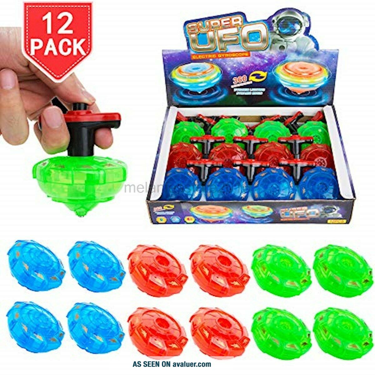 PROLOSO 12 Pack LED Spinning Tops Light Up Spinner Flashing UFO With ...