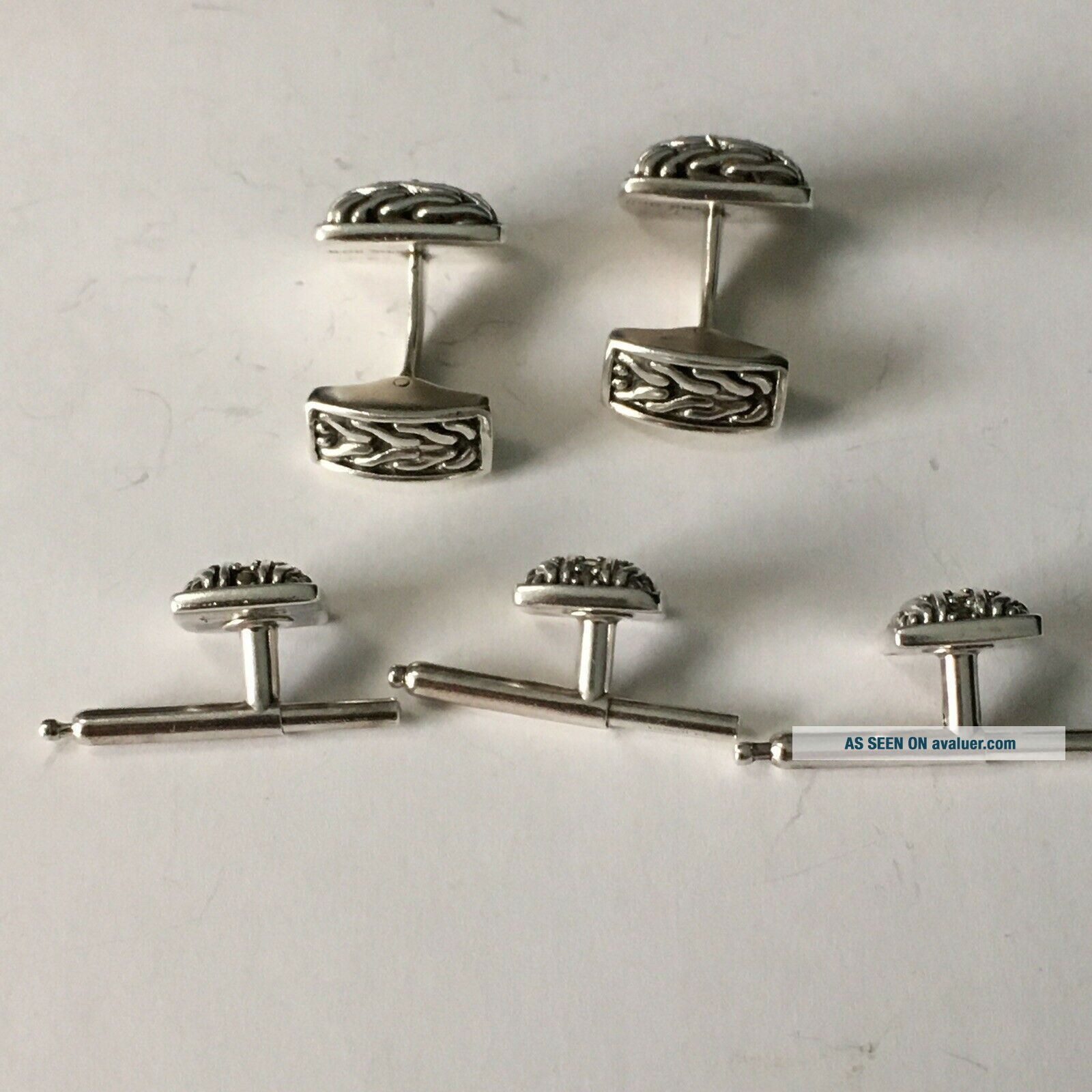 John Hardy Vintage Sterling And 18 K Gold Cuff Links Tuxedo Studs Set ...