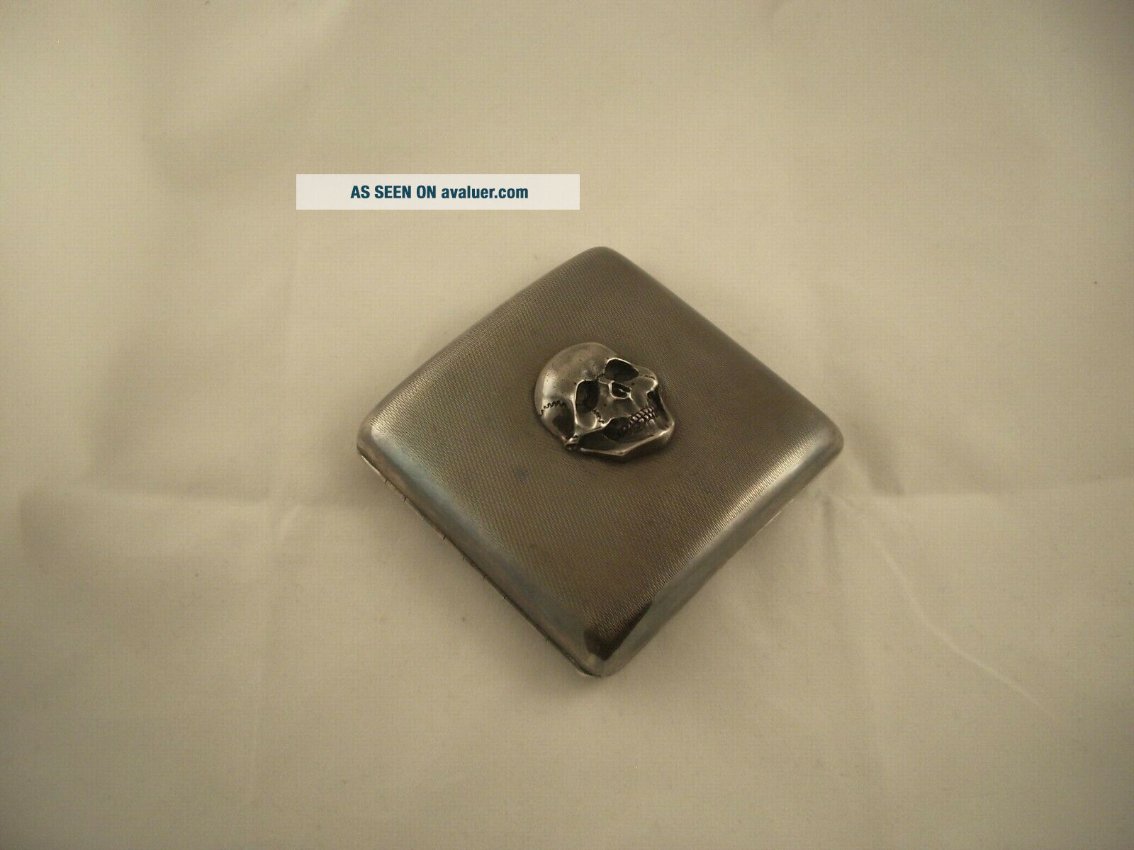 RARE VINTAGE SILVER CUSTOM MEMENTO MORI MASONIC SKULL CIGARETTE CASE ...