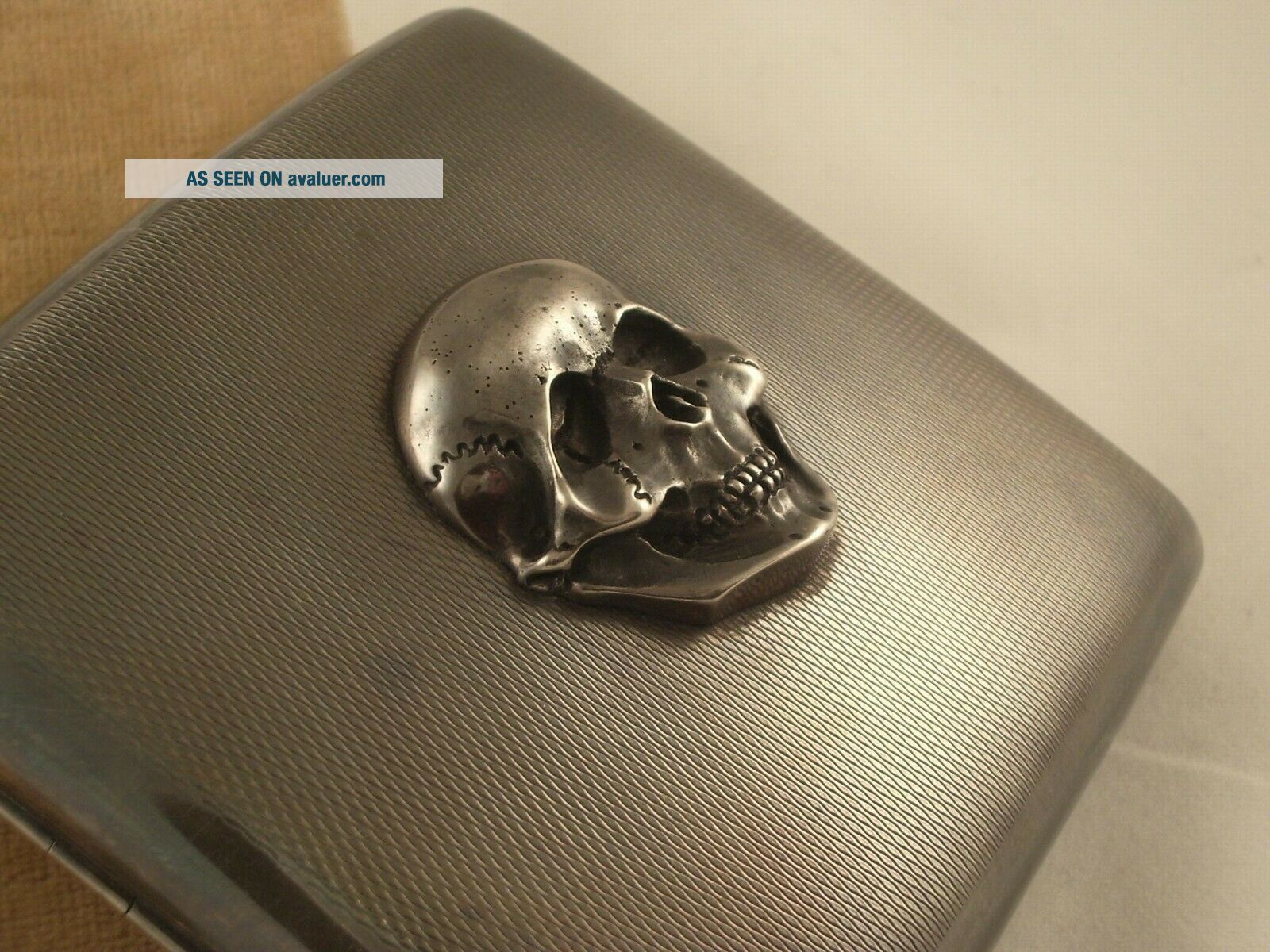 RARE VINTAGE SILVER CUSTOM MEMENTO MORI MASONIC SKULL CIGARETTE CASE ...