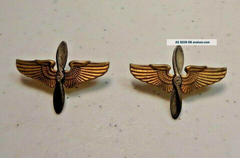 LUXENBERG Sterling WW2 AAF US ARMY Air Force OFFICERS COLLAR Device ...