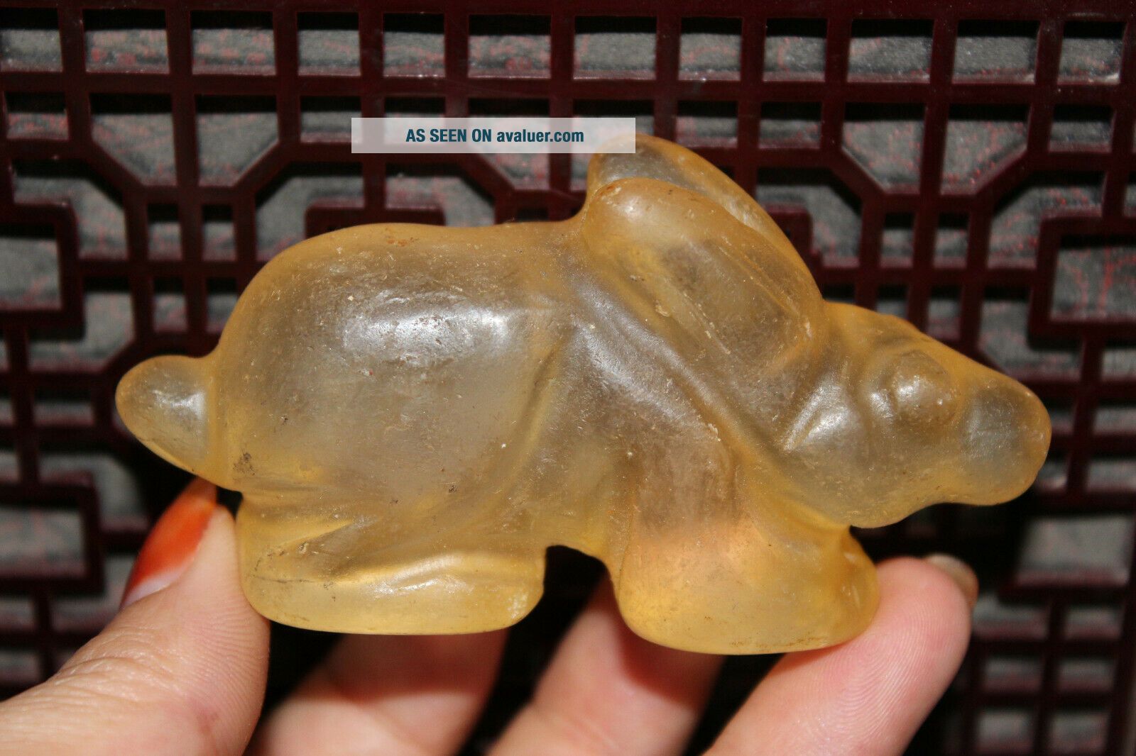 Chinese Jade Red Mountain Culture Crystal Engraving Amulet A33 | #512228