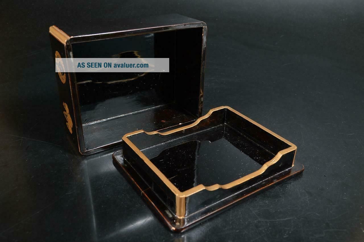 T127: Japanese Wooden Lacquer Ware CONTAINER For Article Accessories ...