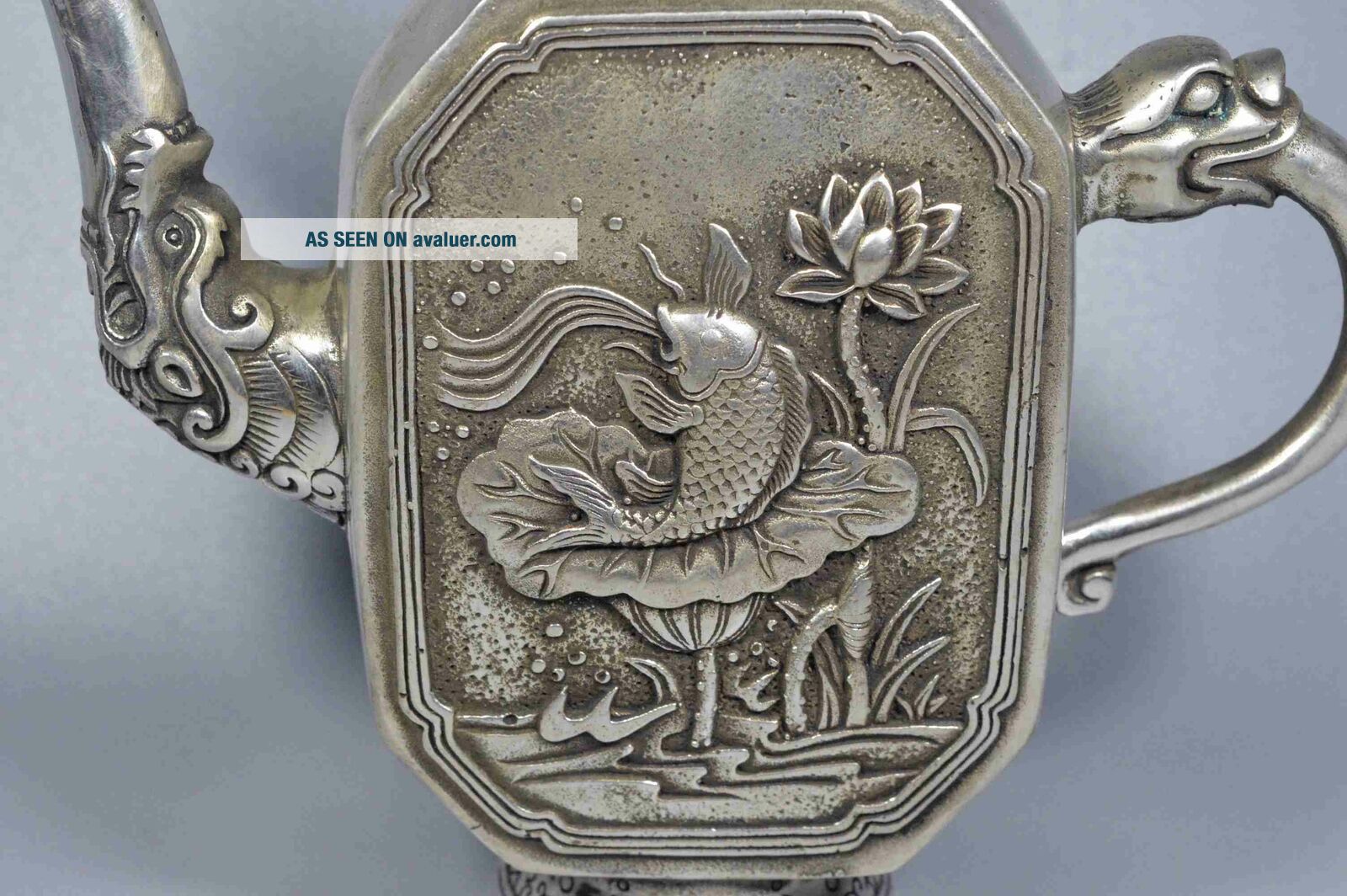 Collectable Tibet Miao Silver Carve Goldfish Lotus Tang Dynasty Rare ...