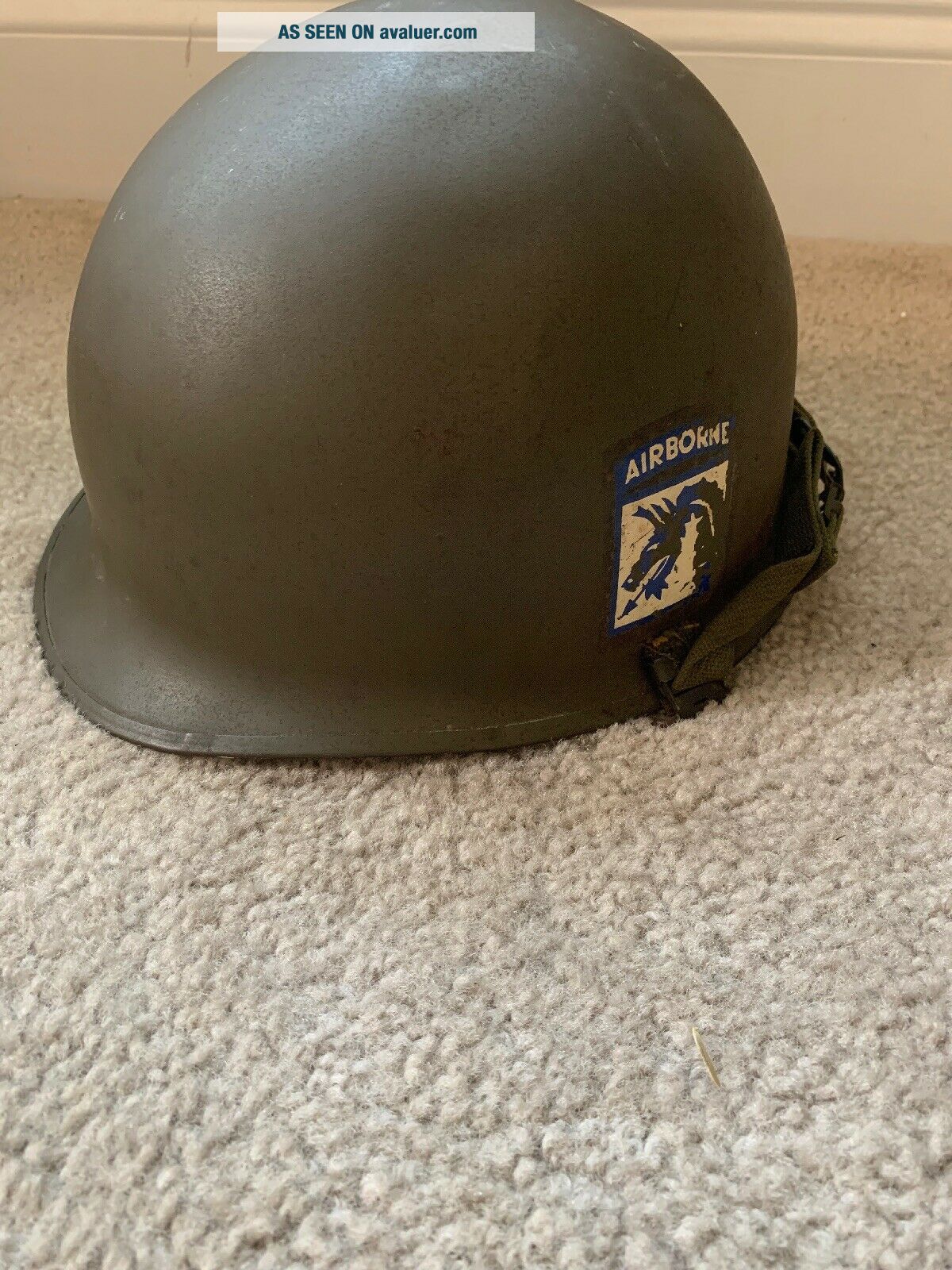 WWII 18th AIRBORNE HELMET And LINER Back Seam Look Read Army Military ...