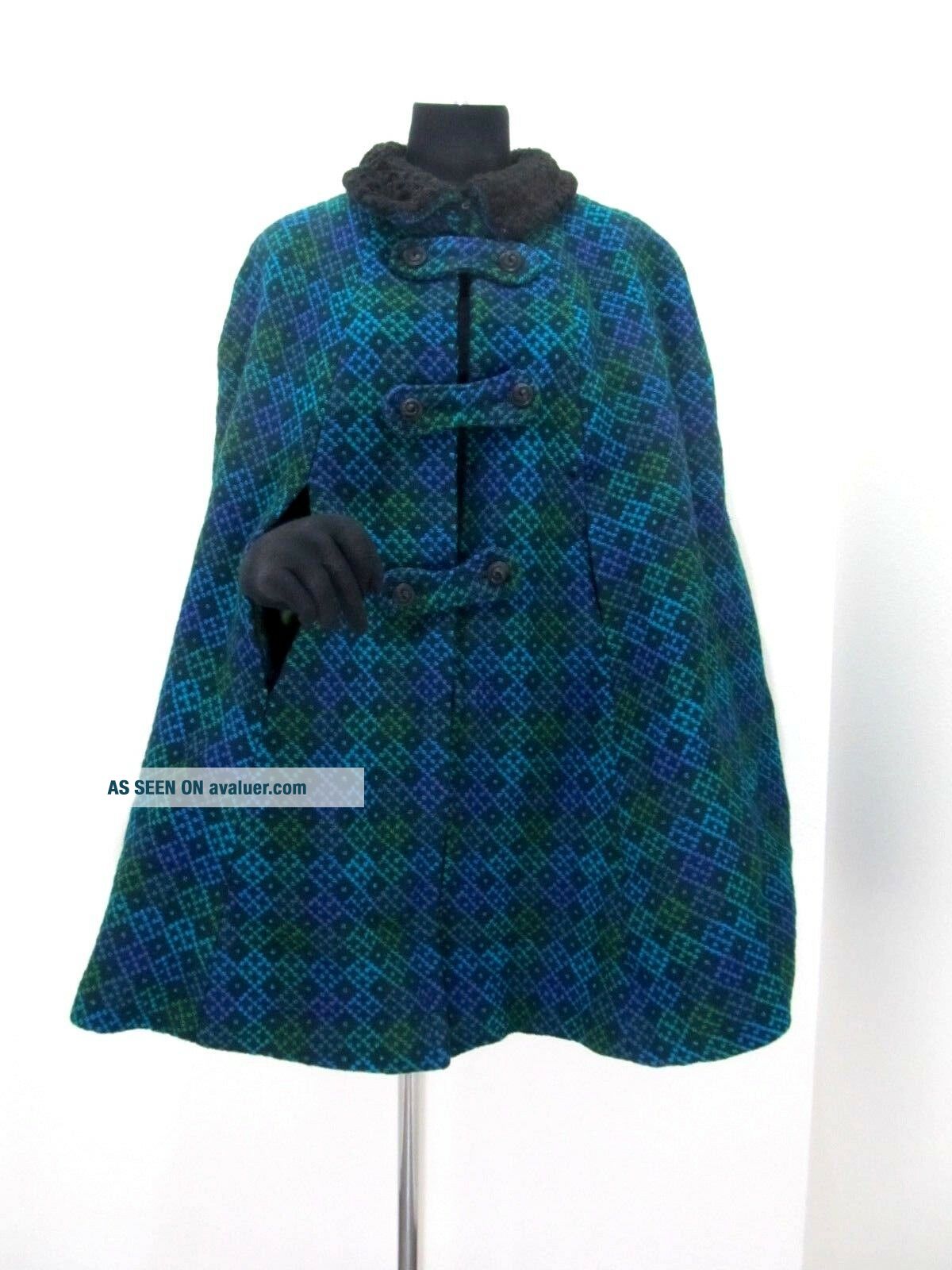 Vintage 1940’s Welsh Tapestry Wool Cape Cloak Sz M - XL | #547855