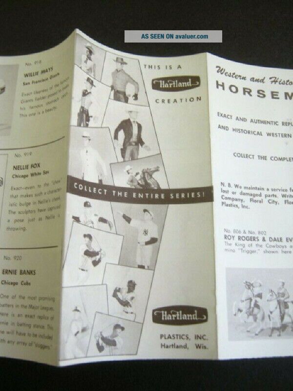 Vtg 1950s Two - Sided Hartland Plastics Fold - Out Horsemen Baseball ...