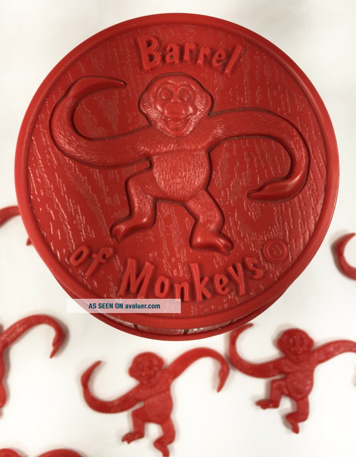 1965 LAKESIDE Vintage BARREL OF MONKEYS Game 8312 Toy Red Plastic 1960s ...