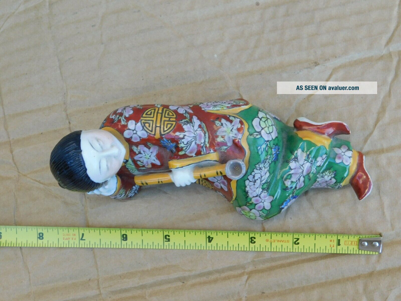 Antique Chinese Lady Smoking Pipe Porcelain Figurine Republic Period ...