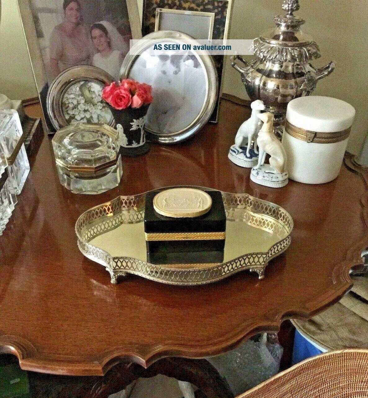 Antique Vintage English Silver Plate Small Gallery Tray | #584451