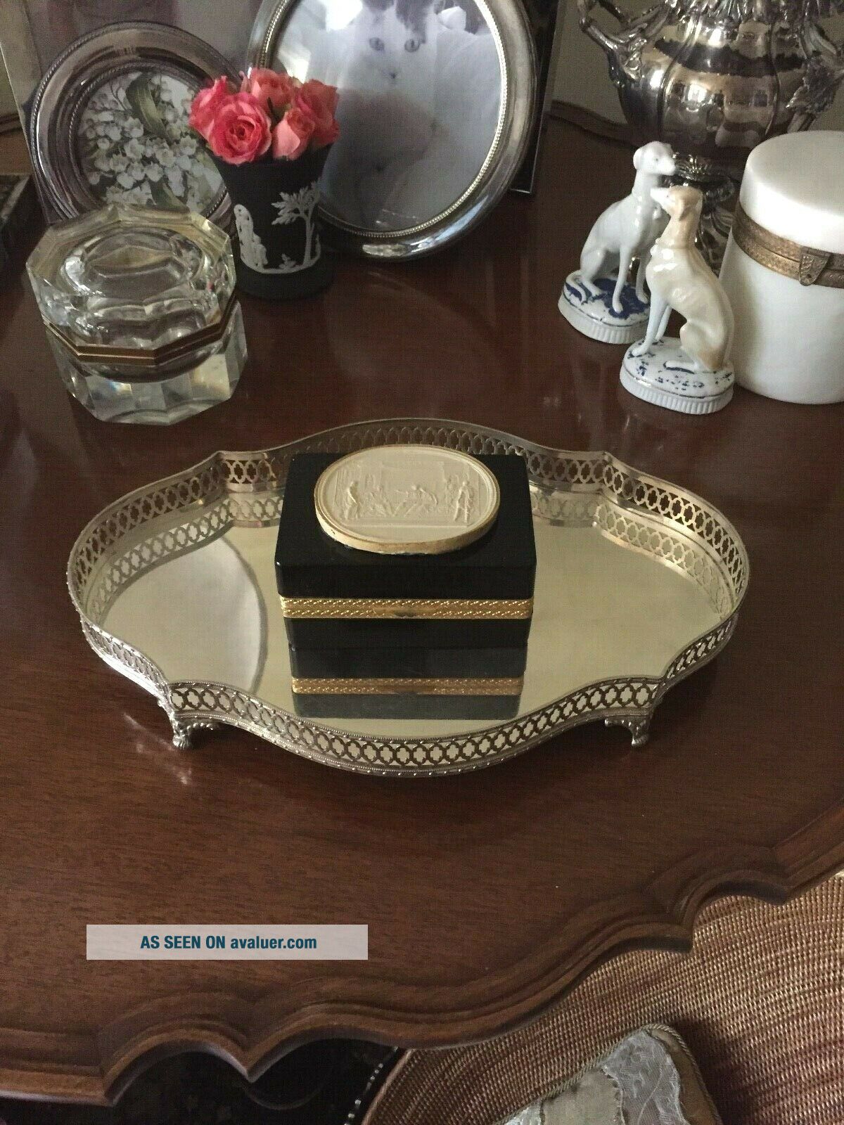 Antique Vintage English Silver Plate Small Gallery Tray | #584451