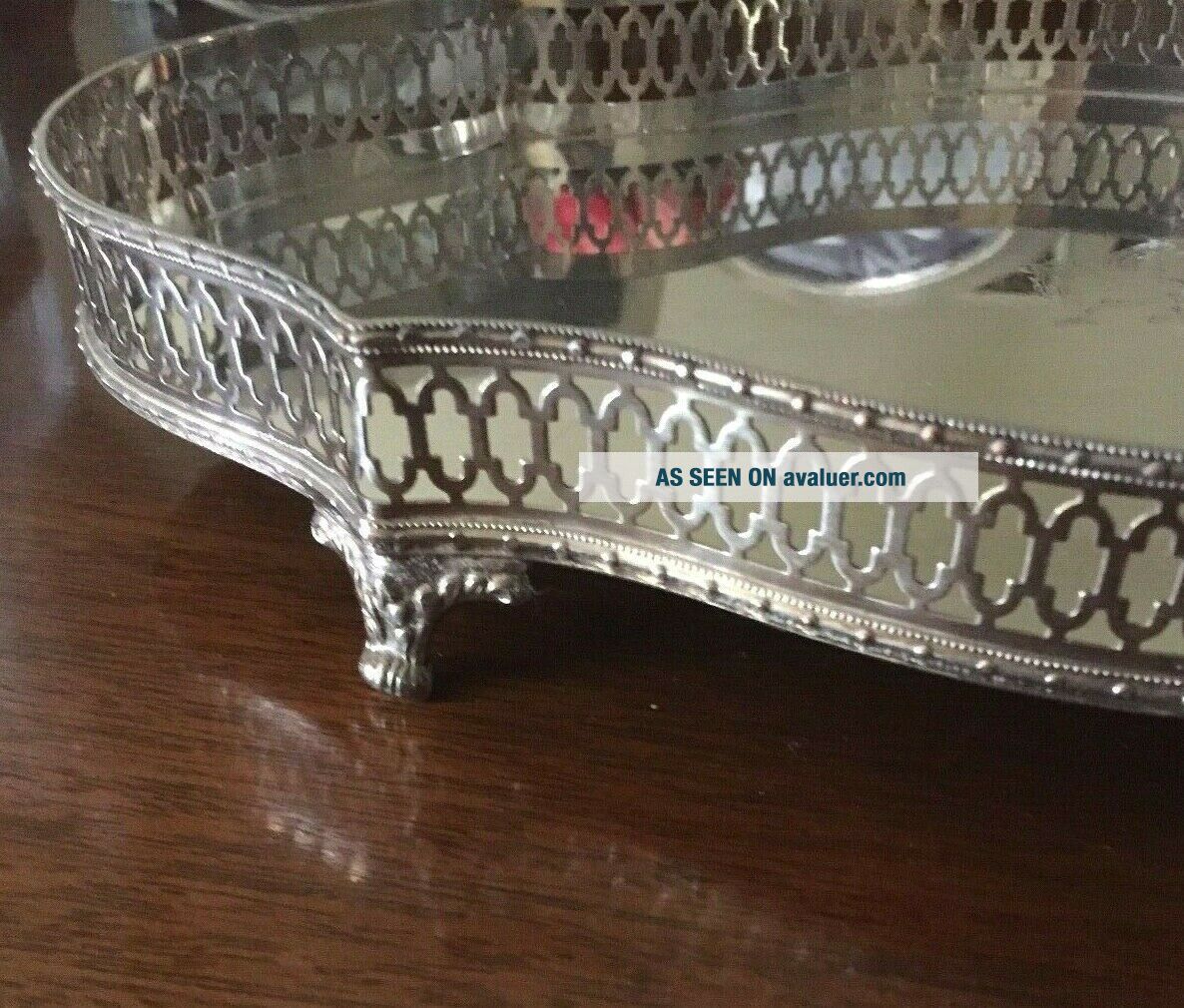 Antique Vintage English Silver Plate Small Gallery Tray | #584451