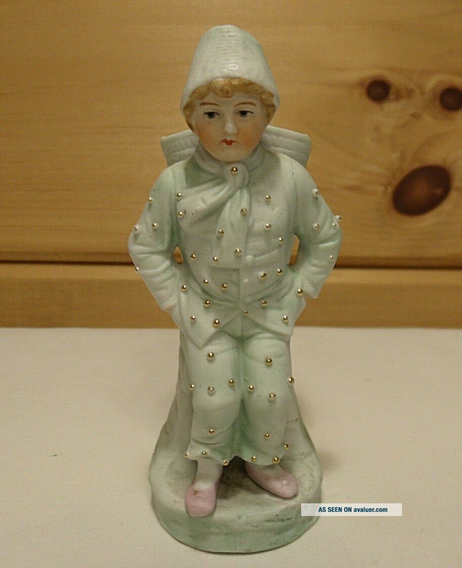 Antique Bisque Porcelain Match Holder Figurine W/ Striker German Boy W ...