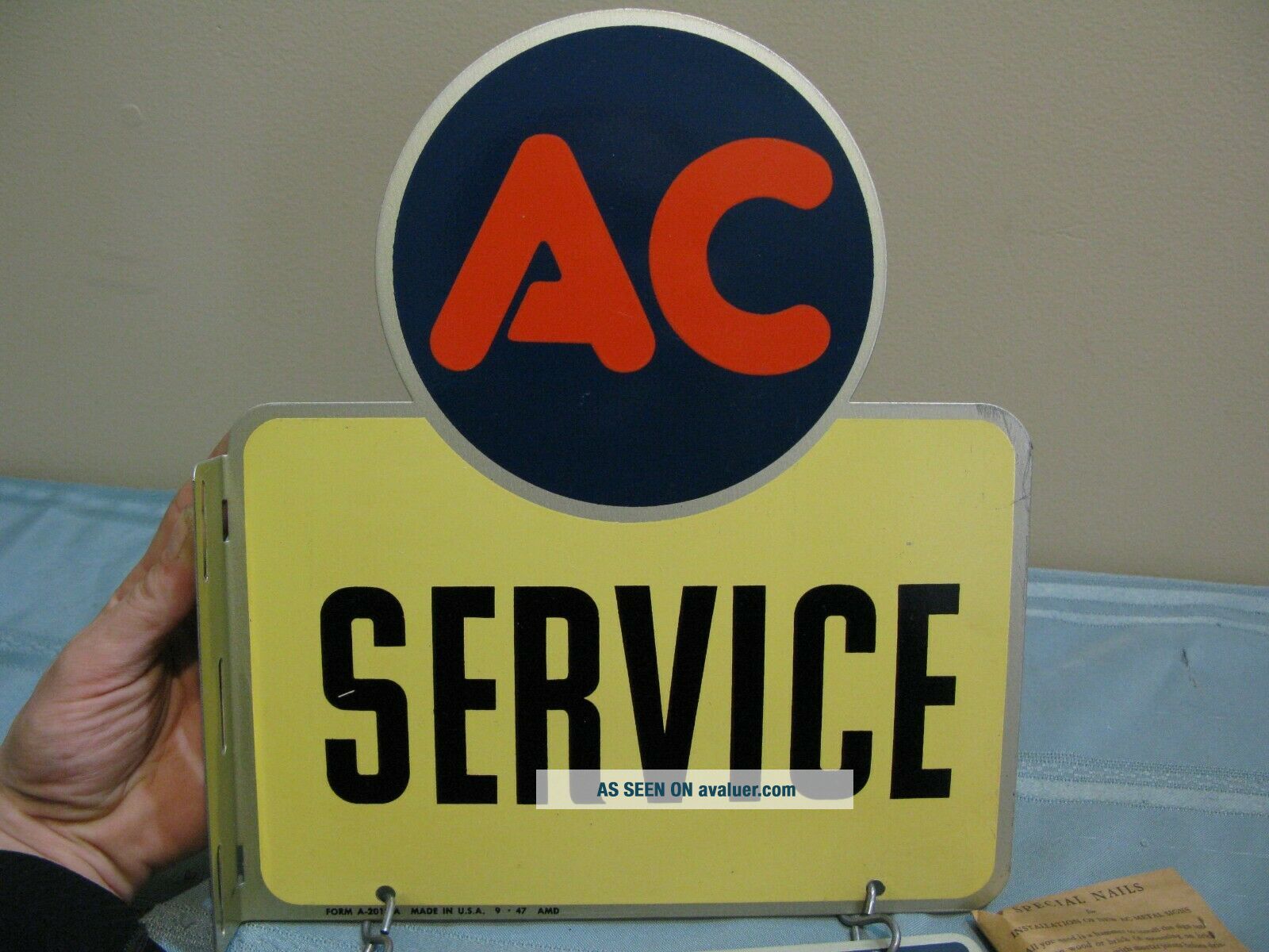 VINTAGE NOS 1947 AC SPARK PLUG AUTOMOTIVE SERVICE STATION METAL SIGN ...