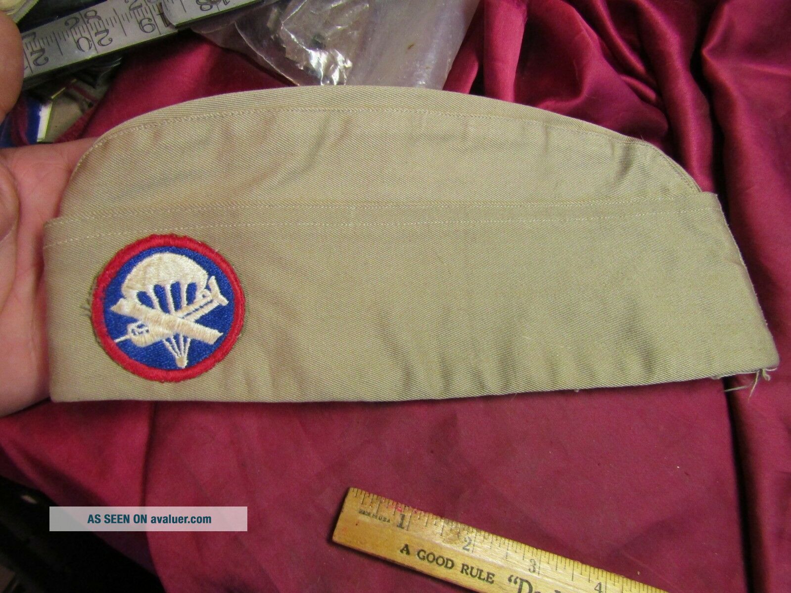 WWII ENLISTED PARATROOPER OVER SEAS CAP JUNE 1945 DATED | #597870