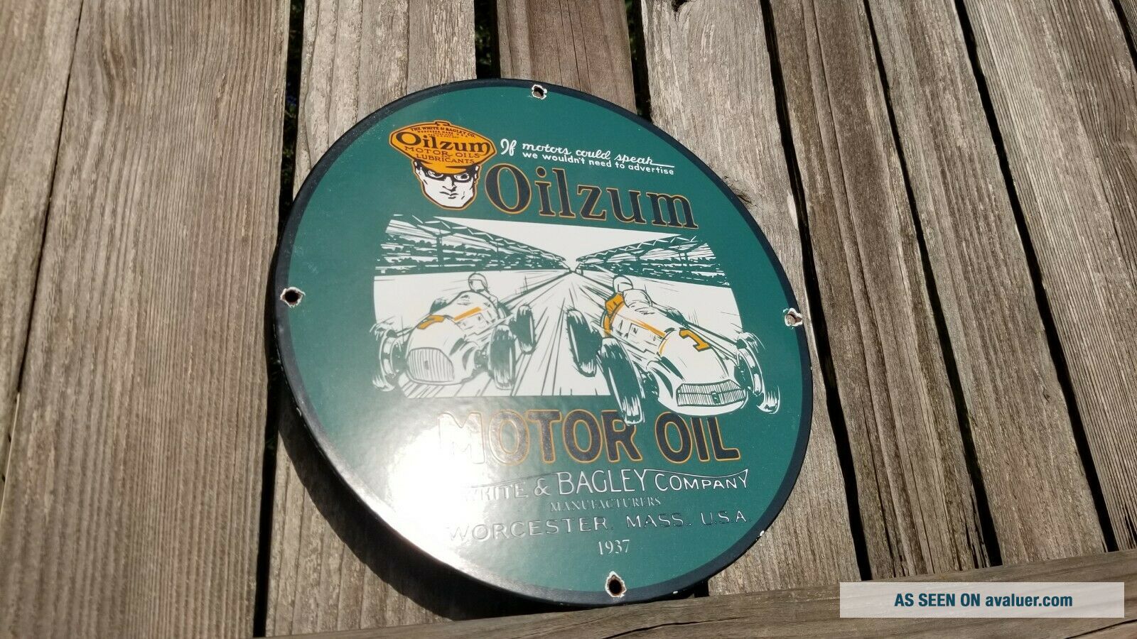 VINTAGE OILZUM MOTOR OILS PORCELAIN GASOLINE SERVICE STATION PUMP PLATE ...