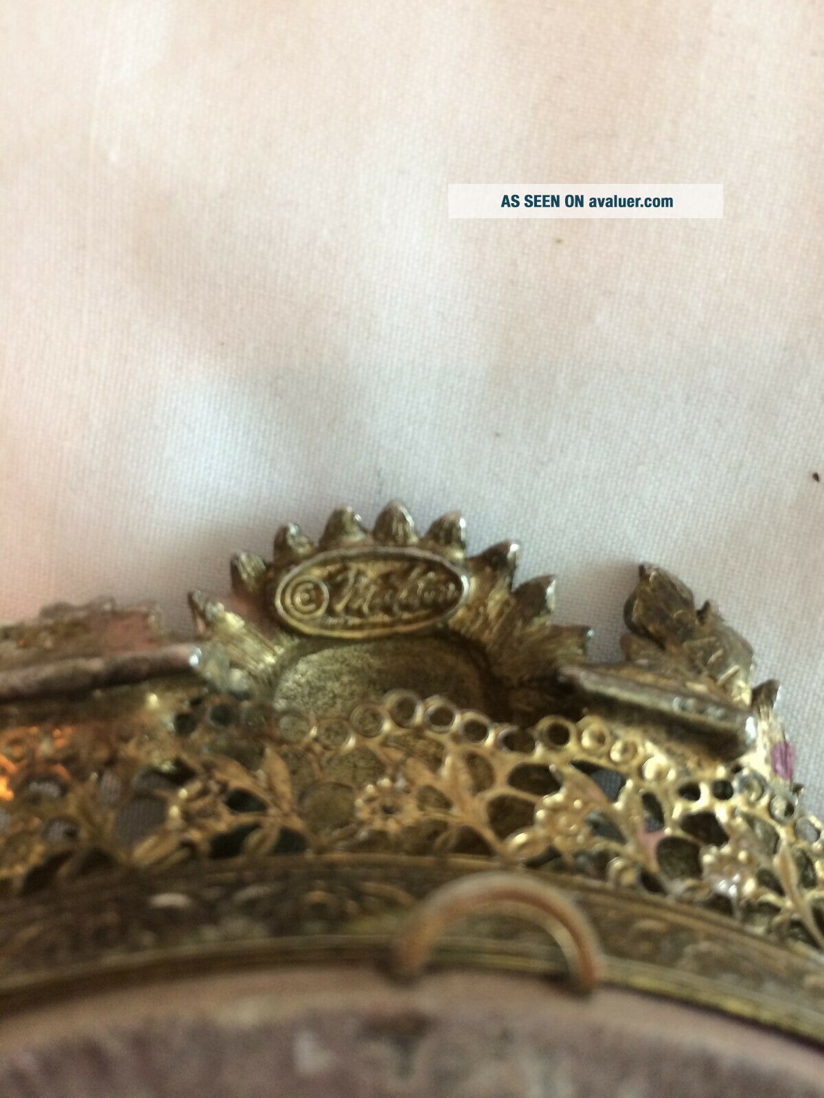 Vintage Ormolu Matson Gold Filigree Vanity Tray Or Wall Mirror Roses ...