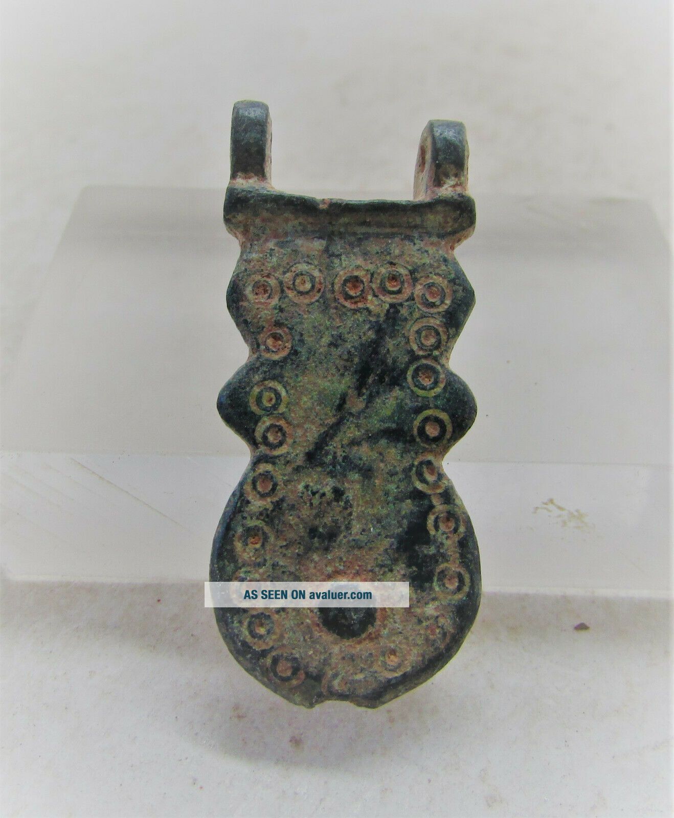ANCIENT BYZANTINE OR ROMAN BRONZE PENDANT SERPENT HEAD RING AND DOT ...