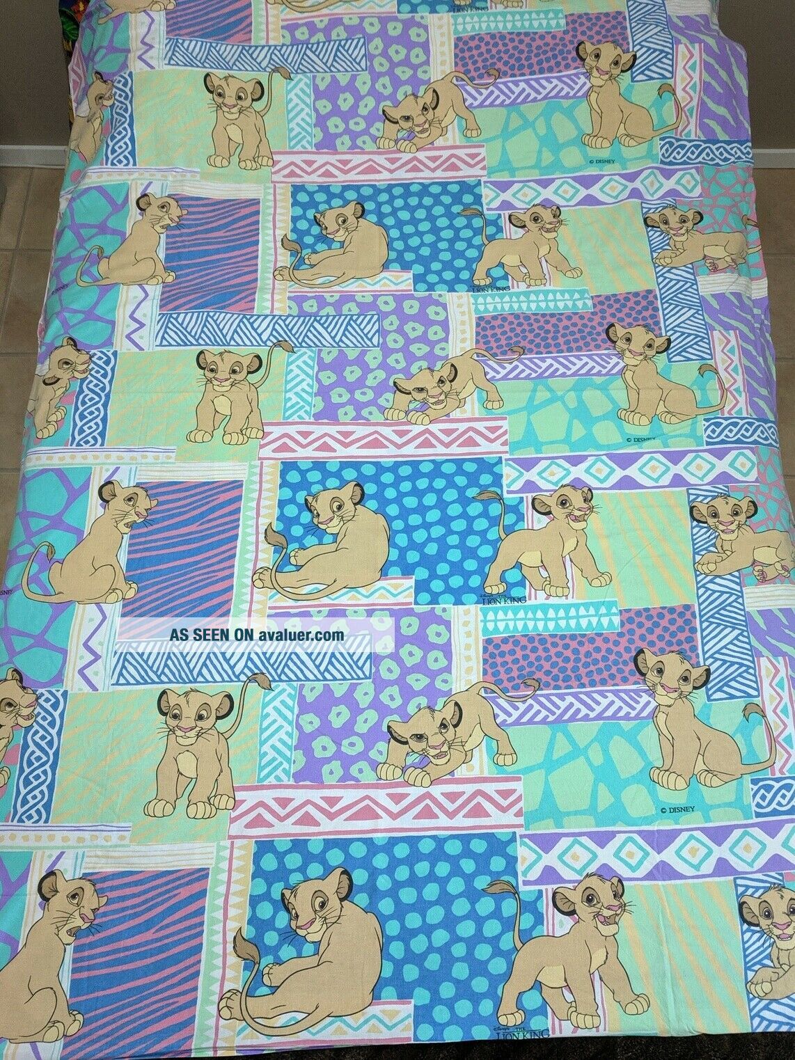 VTG Disney Lion King Simba Duvet Cover Bedding Fabric Sheets RARE 1 ...
