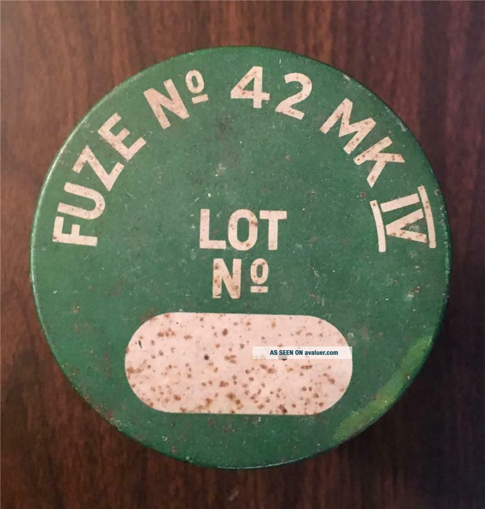 WWII British RAF Incendiary Fuze No 42 MK IV Empty Tin Storage Can W ...