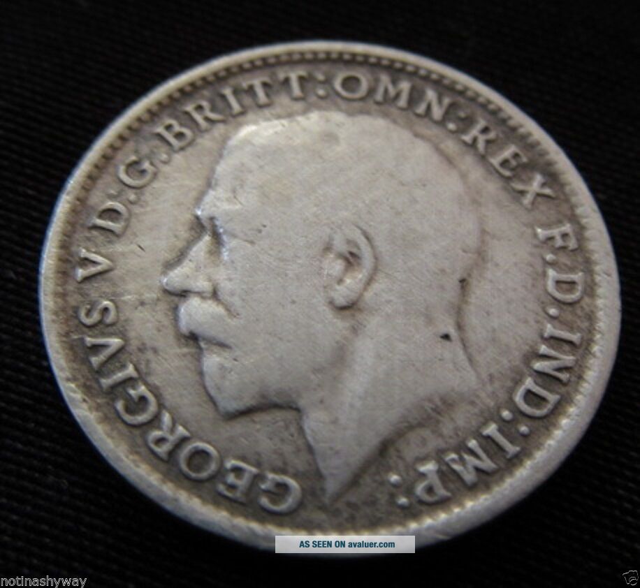 Solid SILVER COIN Threepence 1918 Windsor Latin British Museum ...